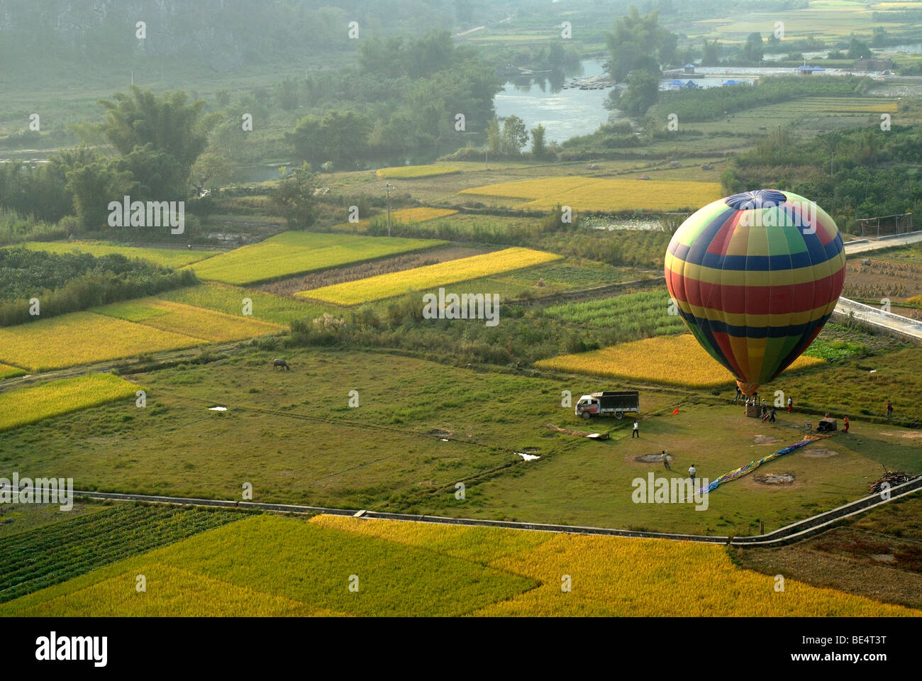 Preparing to launch a hot-air balloon from the first Chinese hot air ...