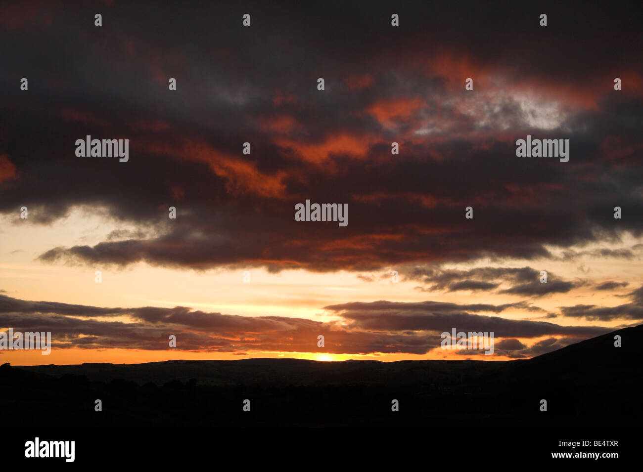 Dramatic sunset looking towards Sedbergh, and the Lake District ...