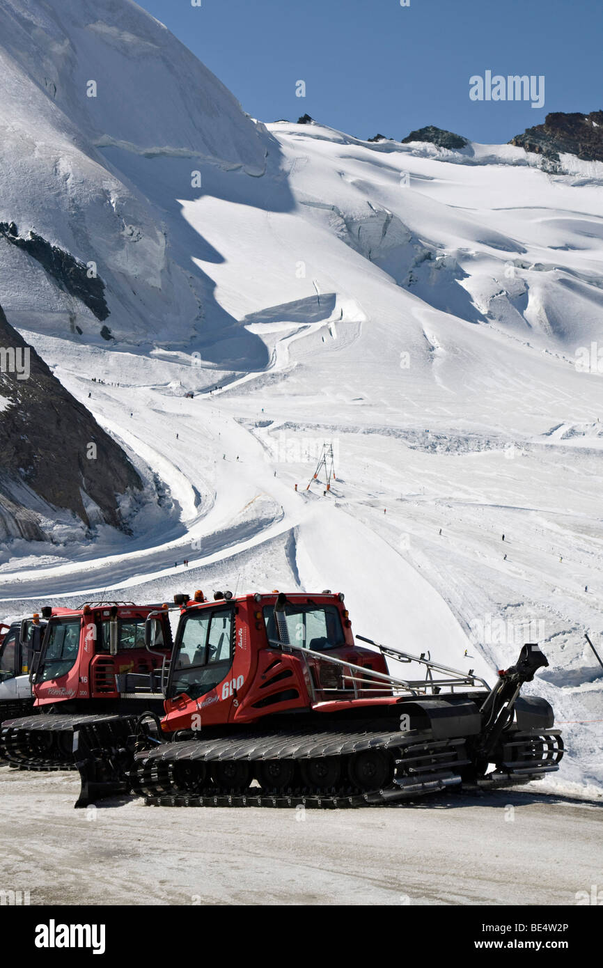 snow tractors allalin the top 3500m swiss alps above saas fee ...