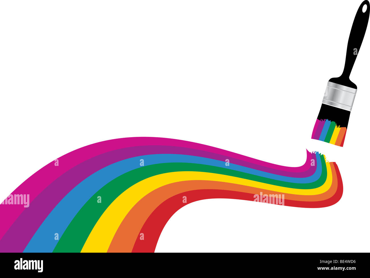 rainbow paint stripe with stained painting brush Stock Photo - Alamy