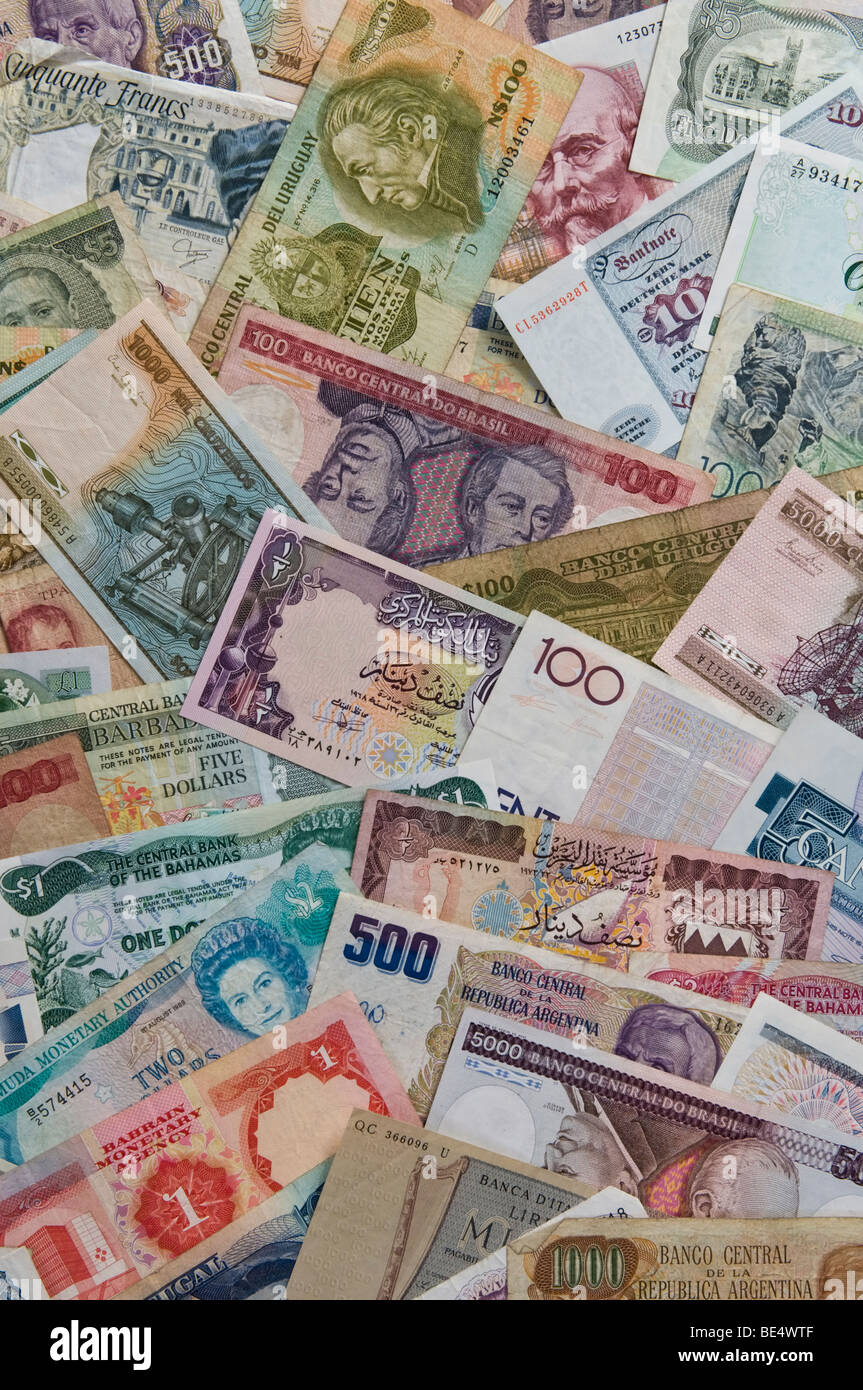 Collection of world currencies Stock Photo - Alamy