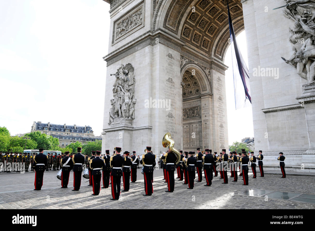 Parade with veterans, Arc de Triomphe, Paris, France, Europe Stock ...