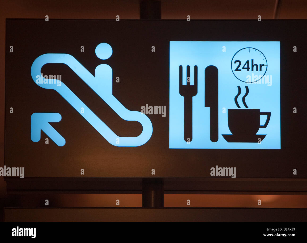 Changi International Airport, departure hall, sign-board, pictograms ...