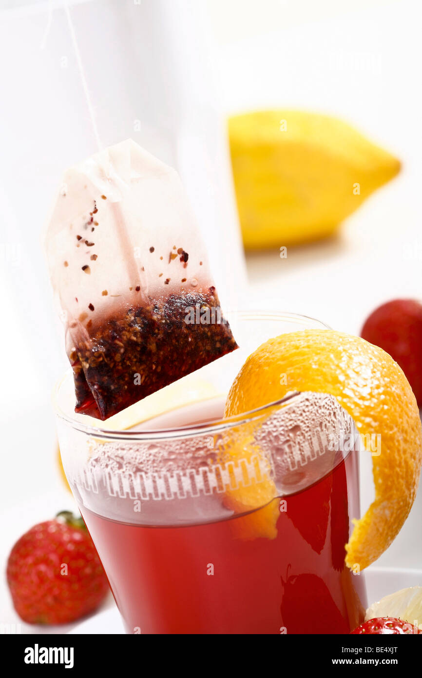 Tea bag and fruit tea Stock Photo - Alamy