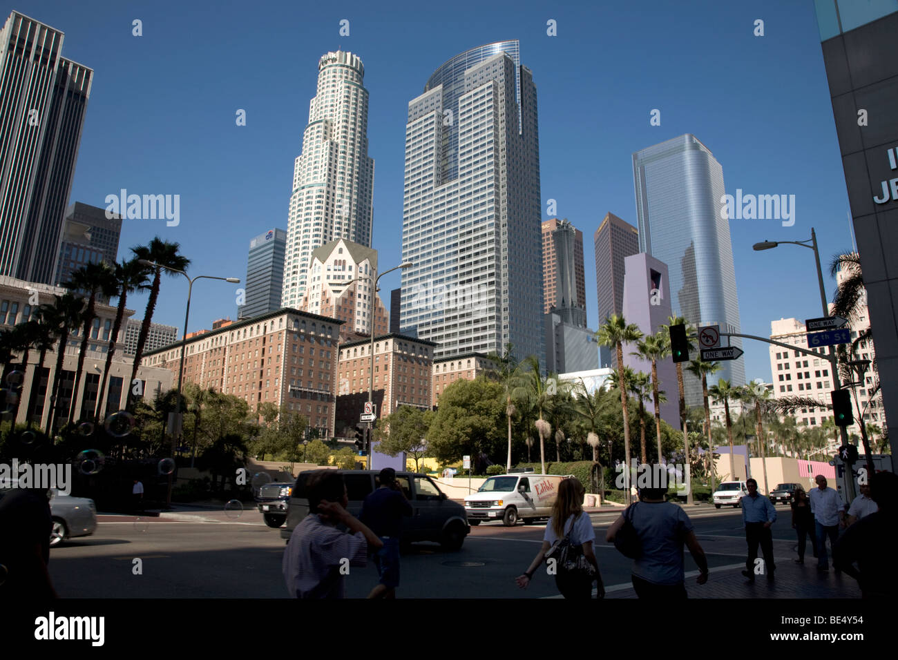 Downtown Los Angeles Commercial Centre And Street Scene Stock Photo - Alamy
