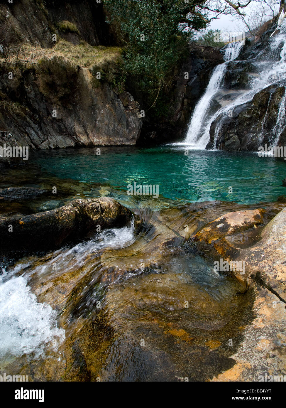 Waterfall & Rock pool in Welsh vallley Stock Photo - Alamy