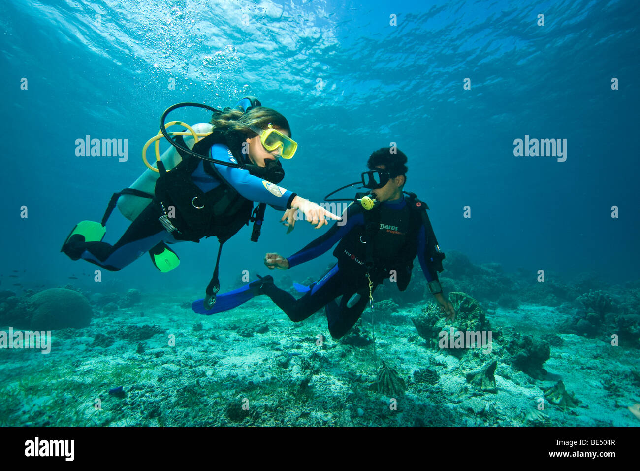 Girl and diving instructor, Philippines, Southeast Asia Stock Photo - Alamy