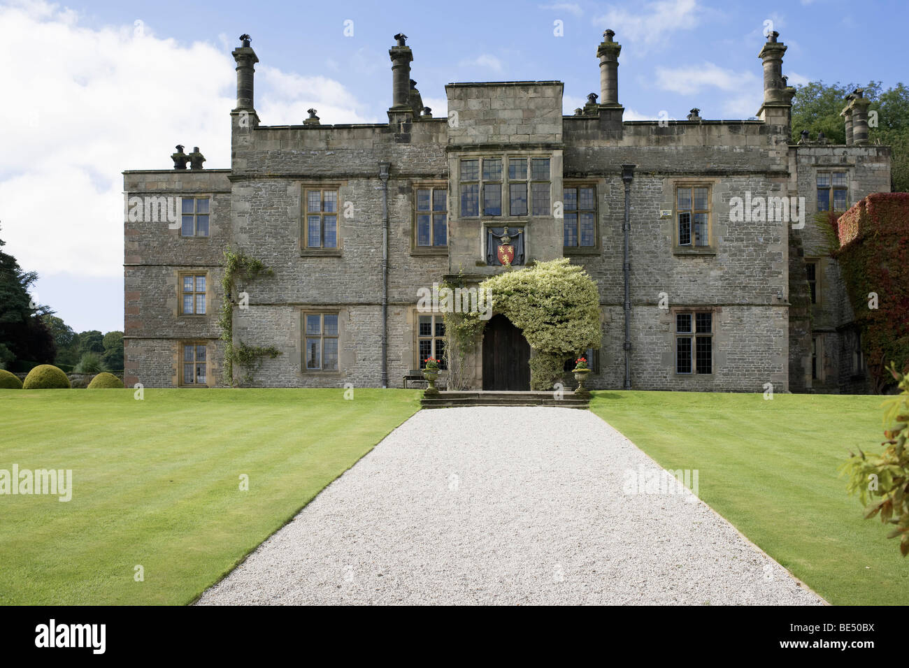 The exterior of a Stately Home. Tissington hall, derbyshire, england ...