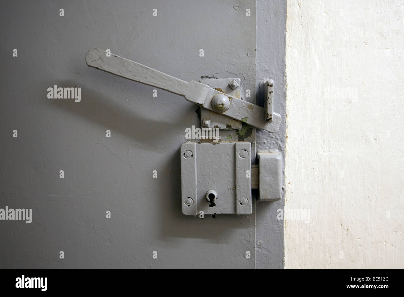 Lock and key, Berlin-Hohenschoenhausen memorial, former prison of the ...