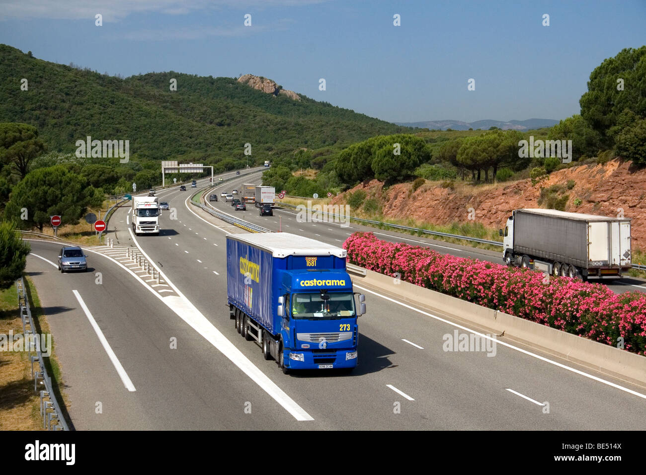 Vehicles travel on the A8 autoroute, La Provencale, in Southern France ...