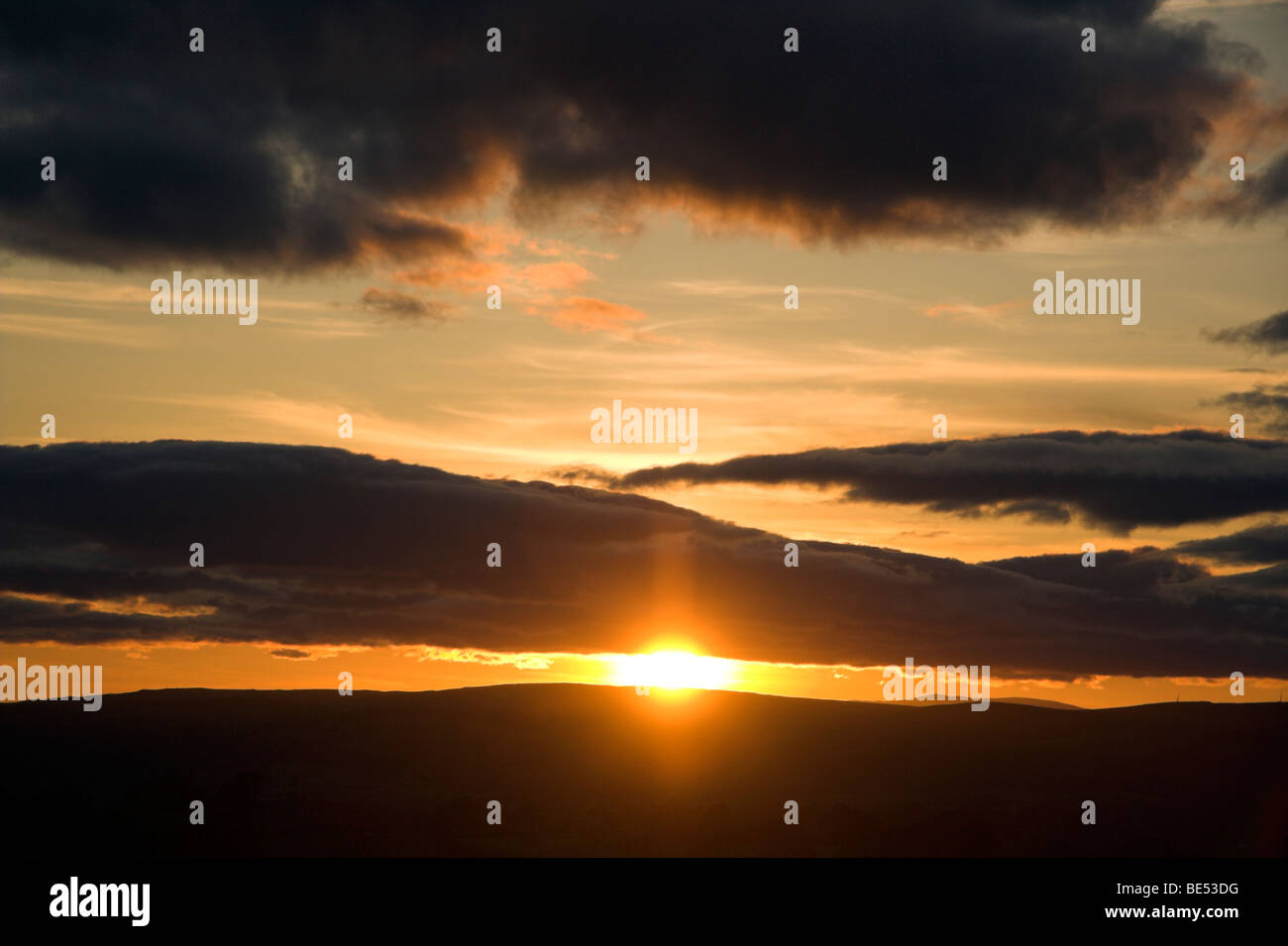Dramatic sunset looking towards Sedbergh, and the Lake District ...