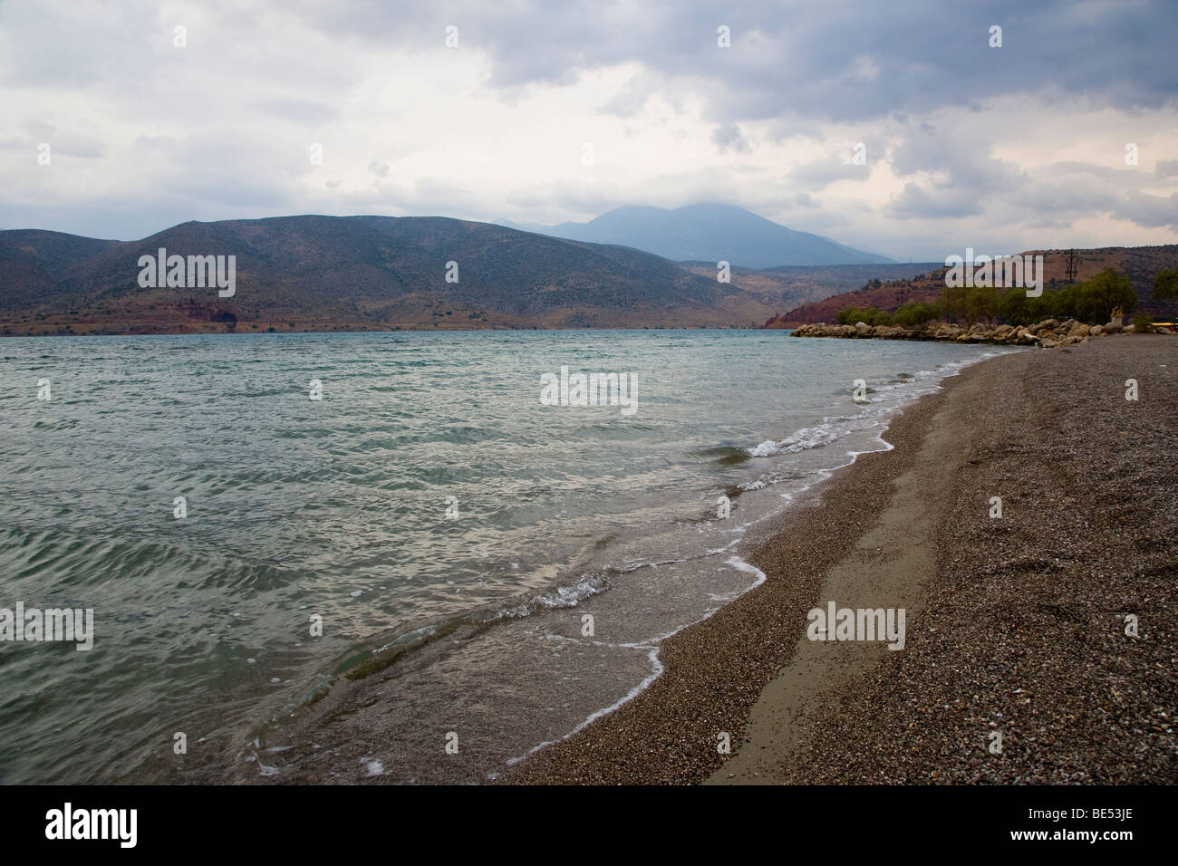 Itea Greece Beach Waterfront View Dark Clouds Stock Photo - Alamy