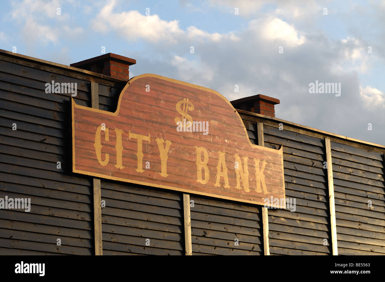 Western style wooden buildings in summer Stock Photo - Alamy