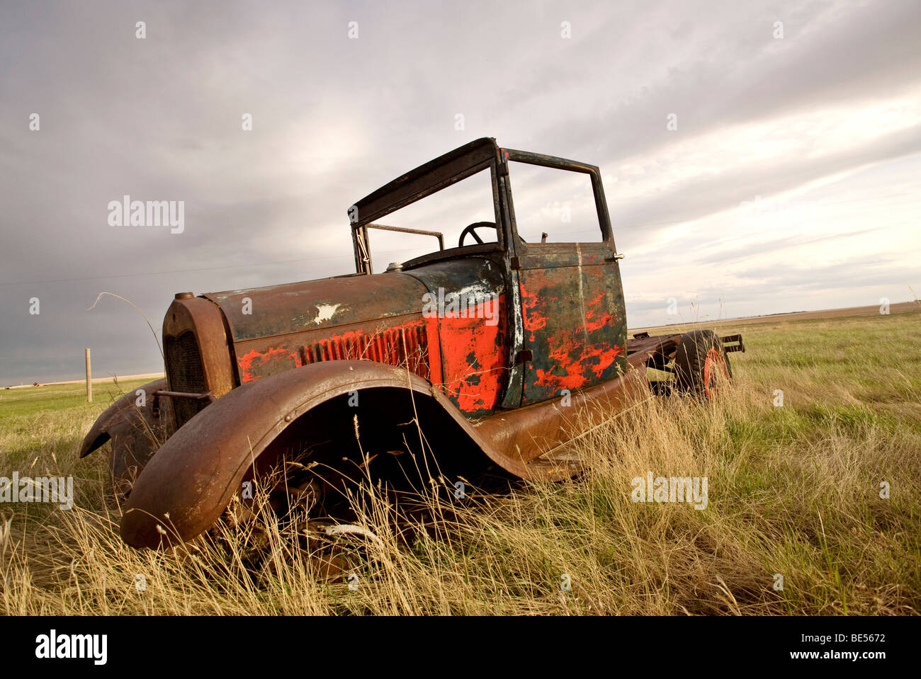 Antique Vintage Old Car in Field Stock Photo - Alamy