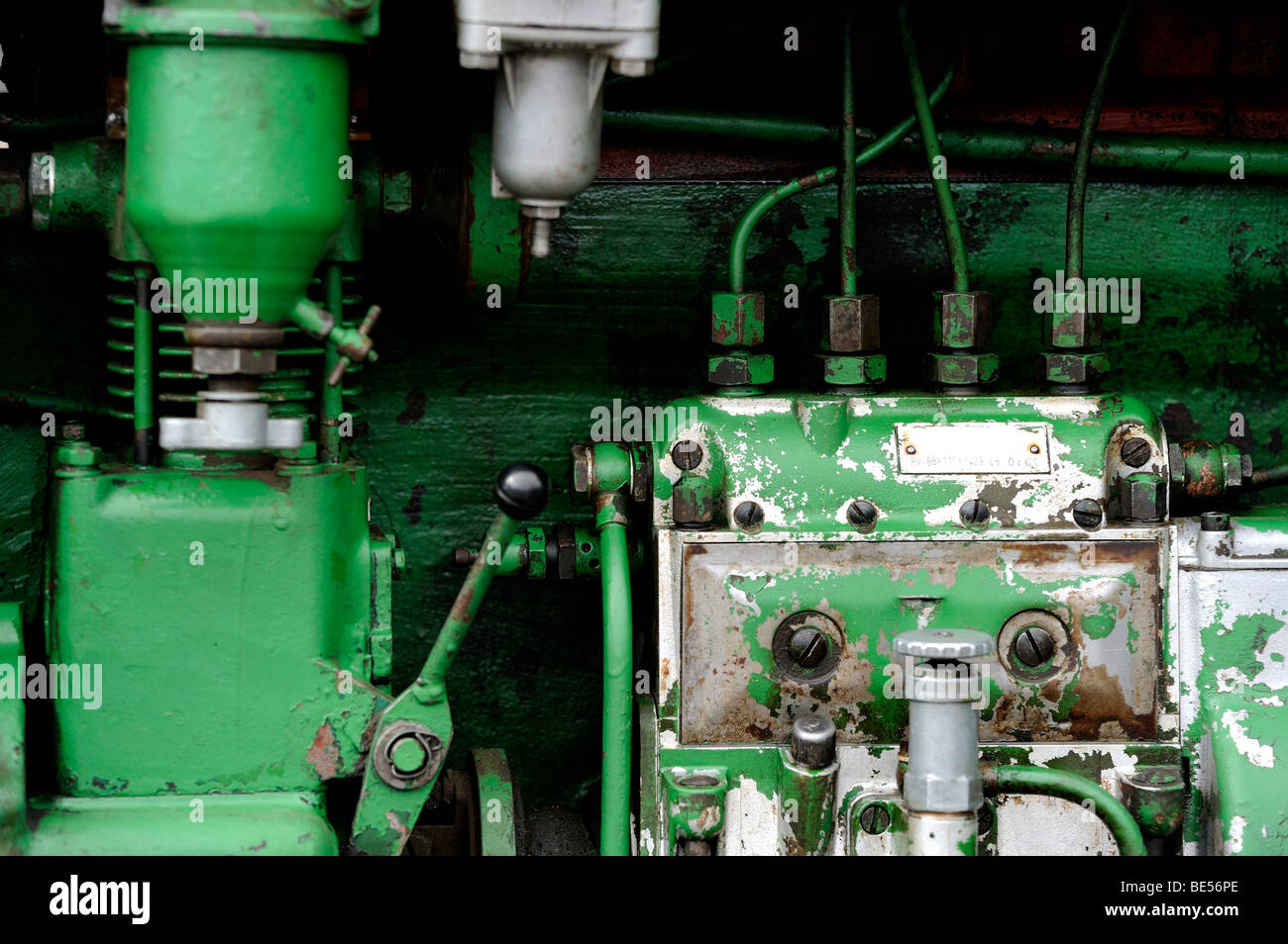 Vintage tractor engine close up Stock Photo - Alamy