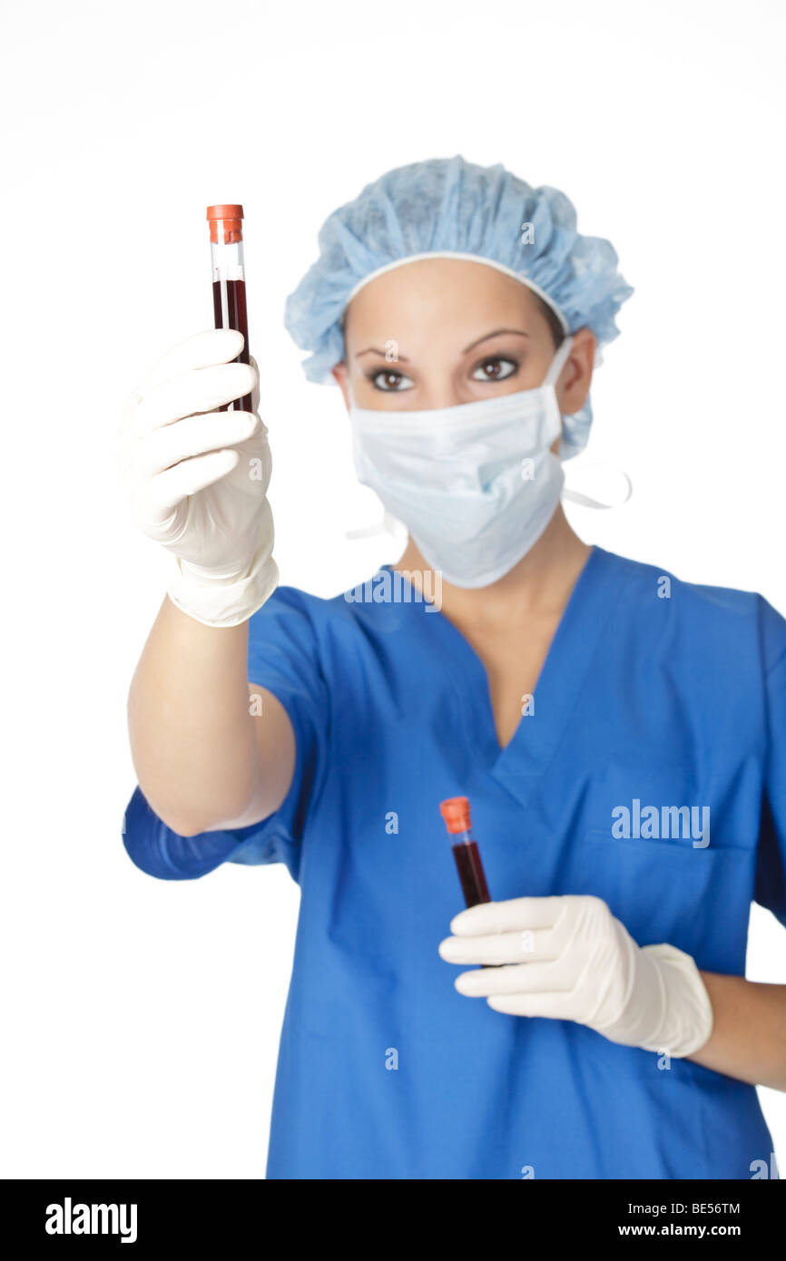 Lab tech holding a blood sample hi-res stock photography and images - Alamy