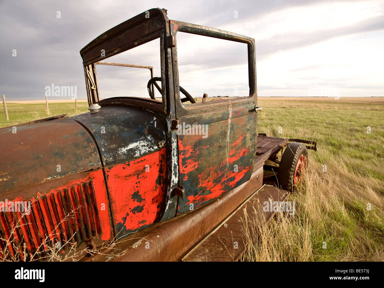 Antique Vintage Old Car in Field Stock Photo - Alamy