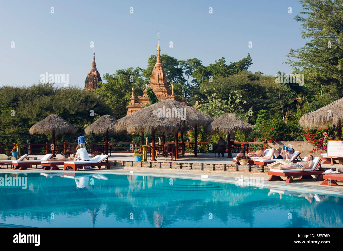 Pool, Bagan Thand Hotel, Old Bagan, Pagan, Burma, Myanmar, Asia Stock ...