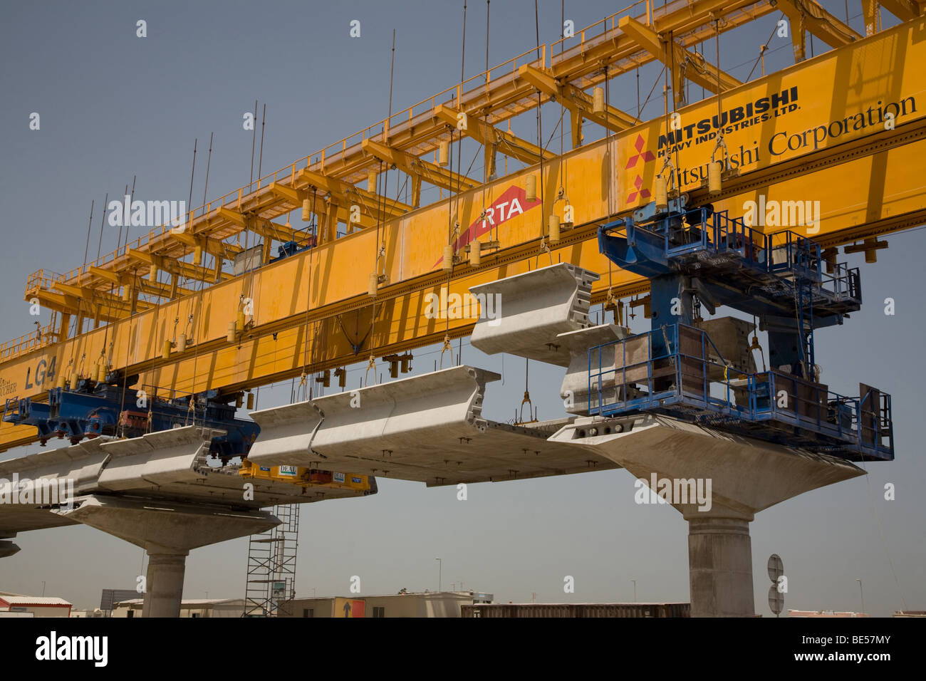 Dubai metro construction track line support column Stock Photo - Alamy