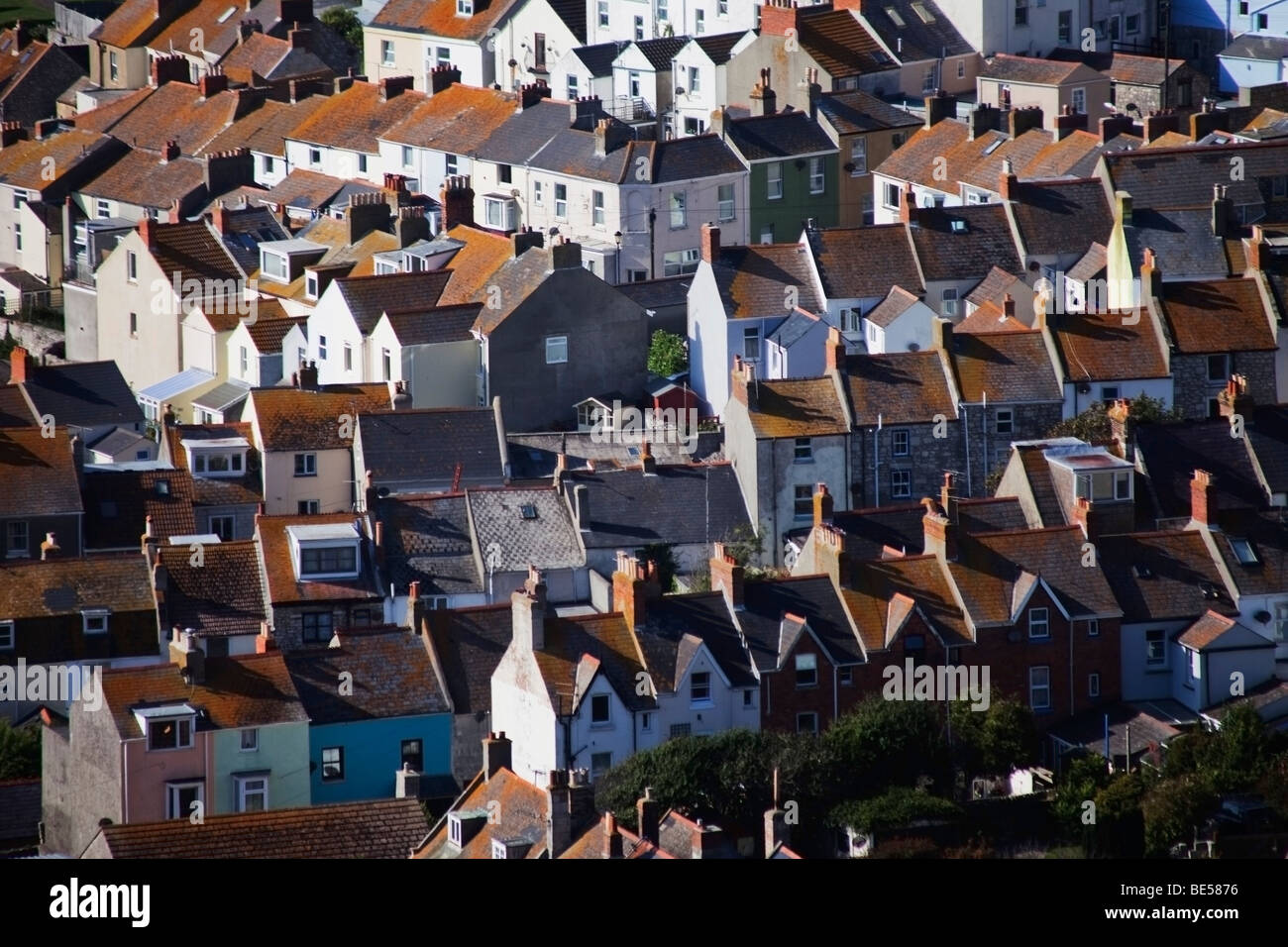 a high level view of houses in a village or town Stock Photo - Alamy