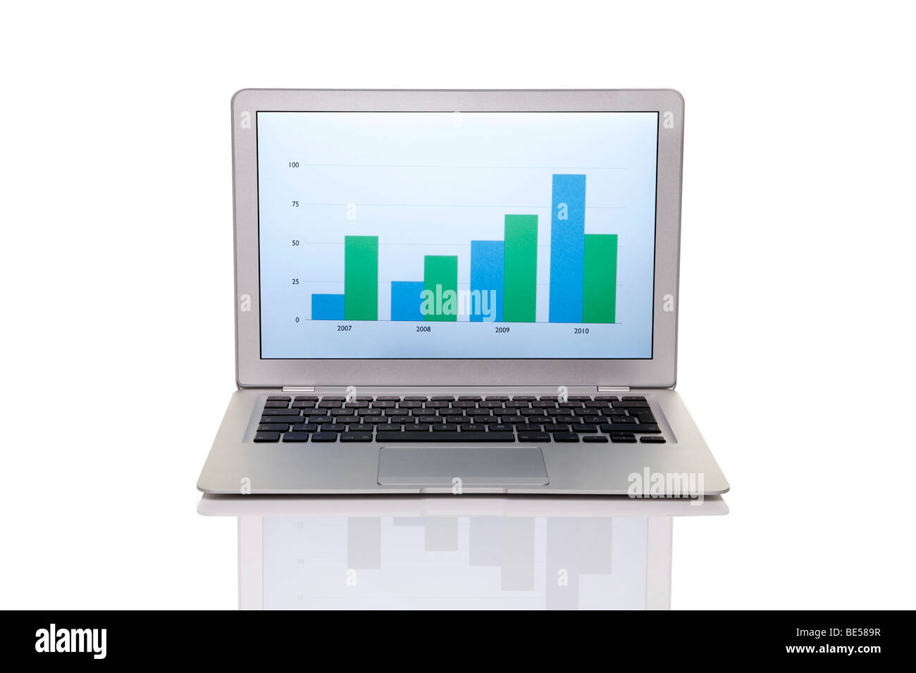 Laptop with a statistics graph Stock Photo - Alamy