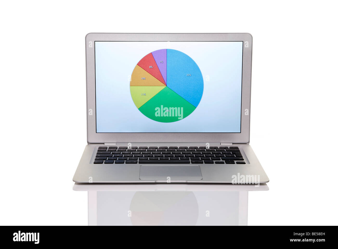 Laptop with a statistics graph Stock Photo - Alamy