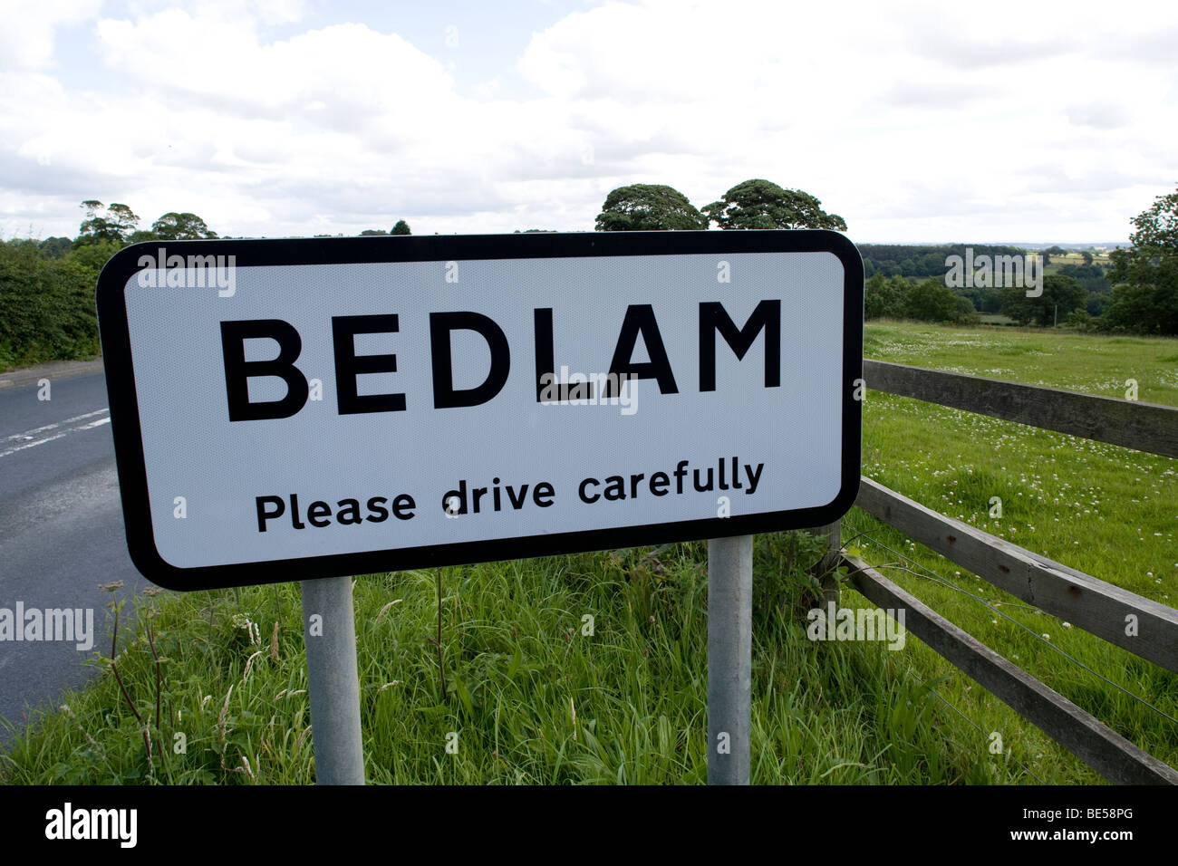 Bedlam Village sign , Yorkshire Stock Photo - Alamy