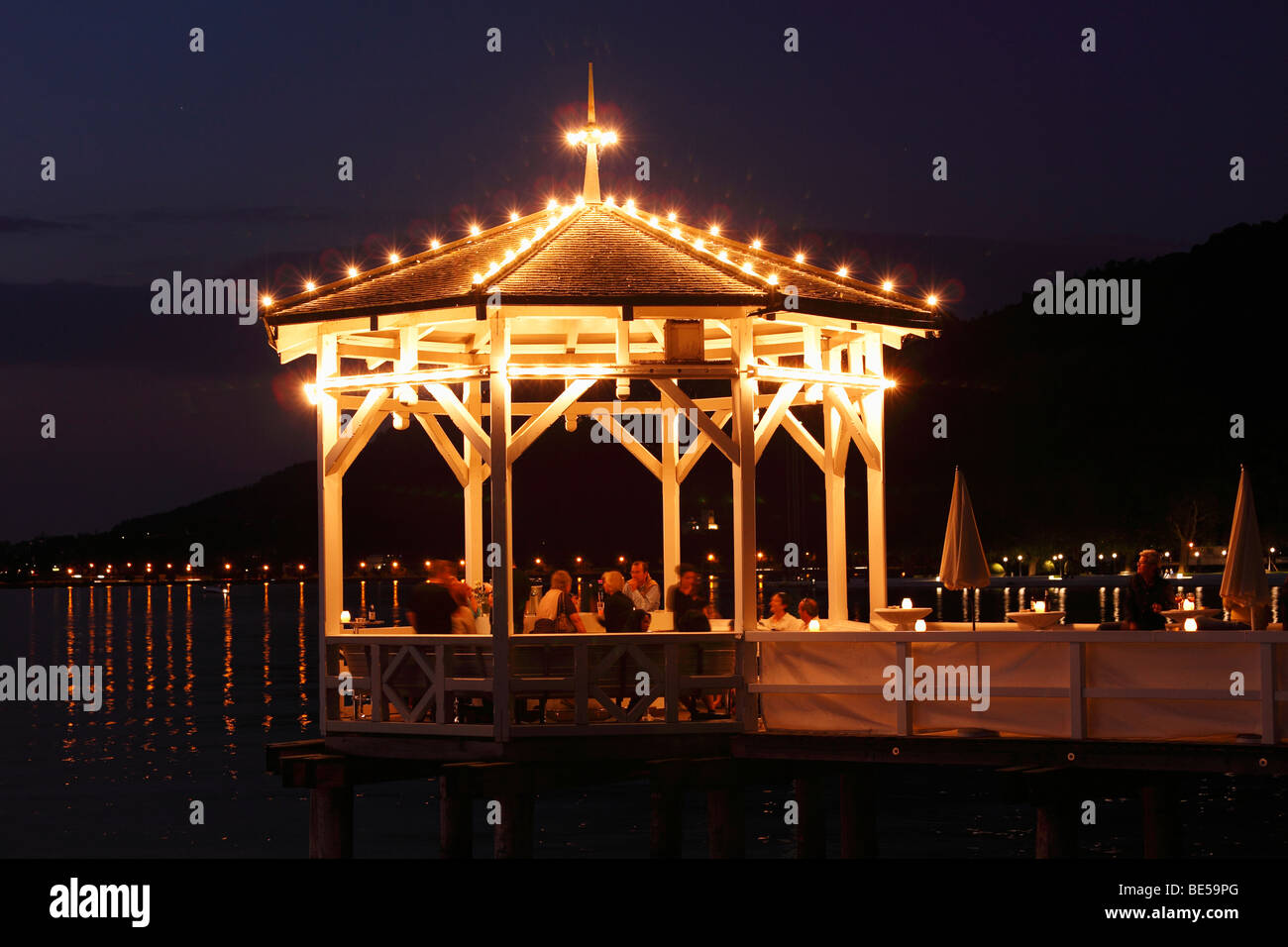 Pavilion at the lake promenade, Bregenz, Lake Constance, Vorarlberg ...