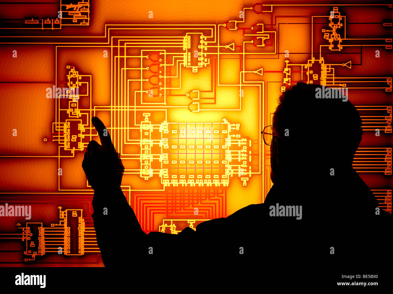 video engineer studying electronic circuit board Stock Photo - Alamy