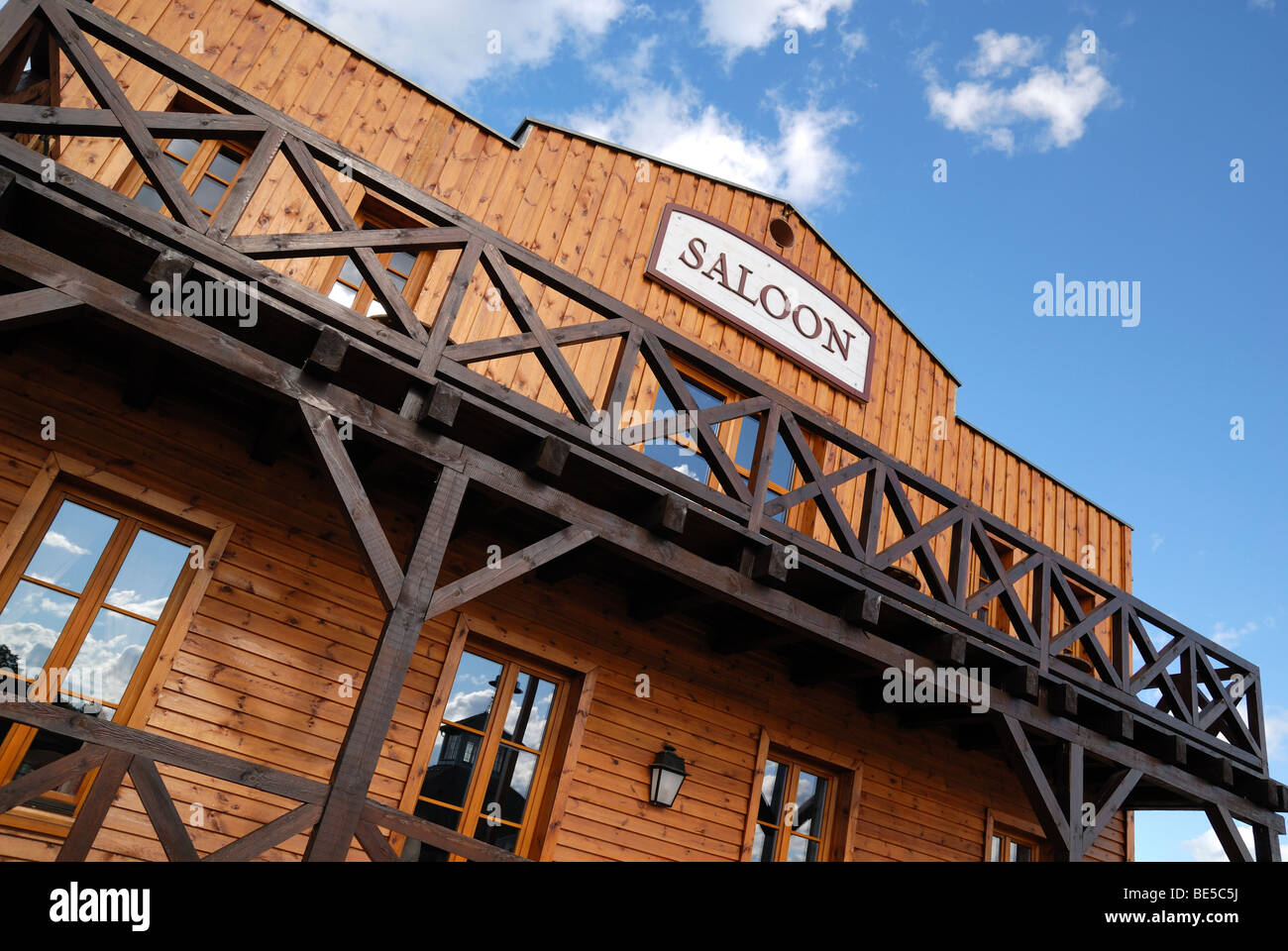 Western style wooden buildings in summer Stock Photo - Alamy