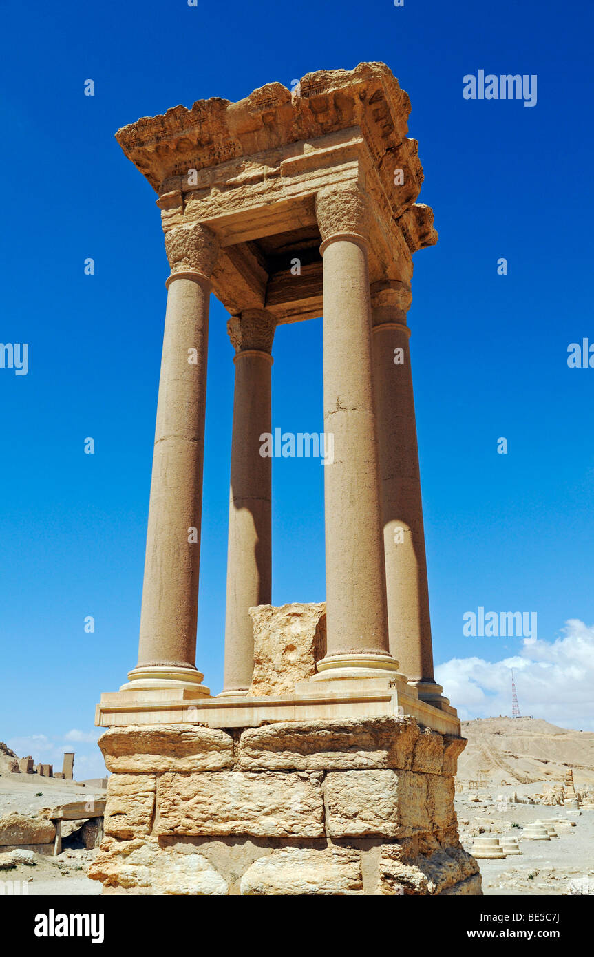 Pylon in the tetra pylon at the excavation site of Palmyra, Tadmur ...