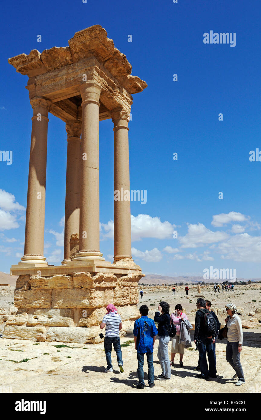 Pylon in the tetra pylon at the excavation site of Palmyra, Tadmur ...