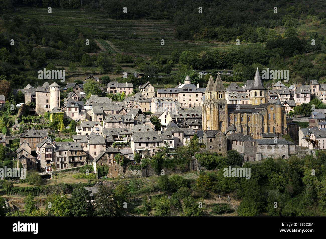 The historic hillside village of Conques, France Stock Photo - Alamy