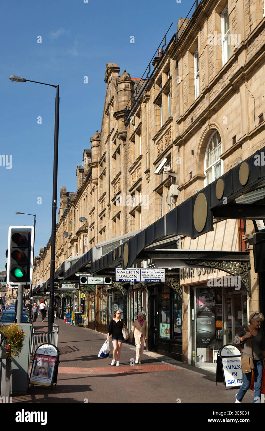 UK, England, Yorkshire, Keighley, Cavendish Street, long terrace of ...