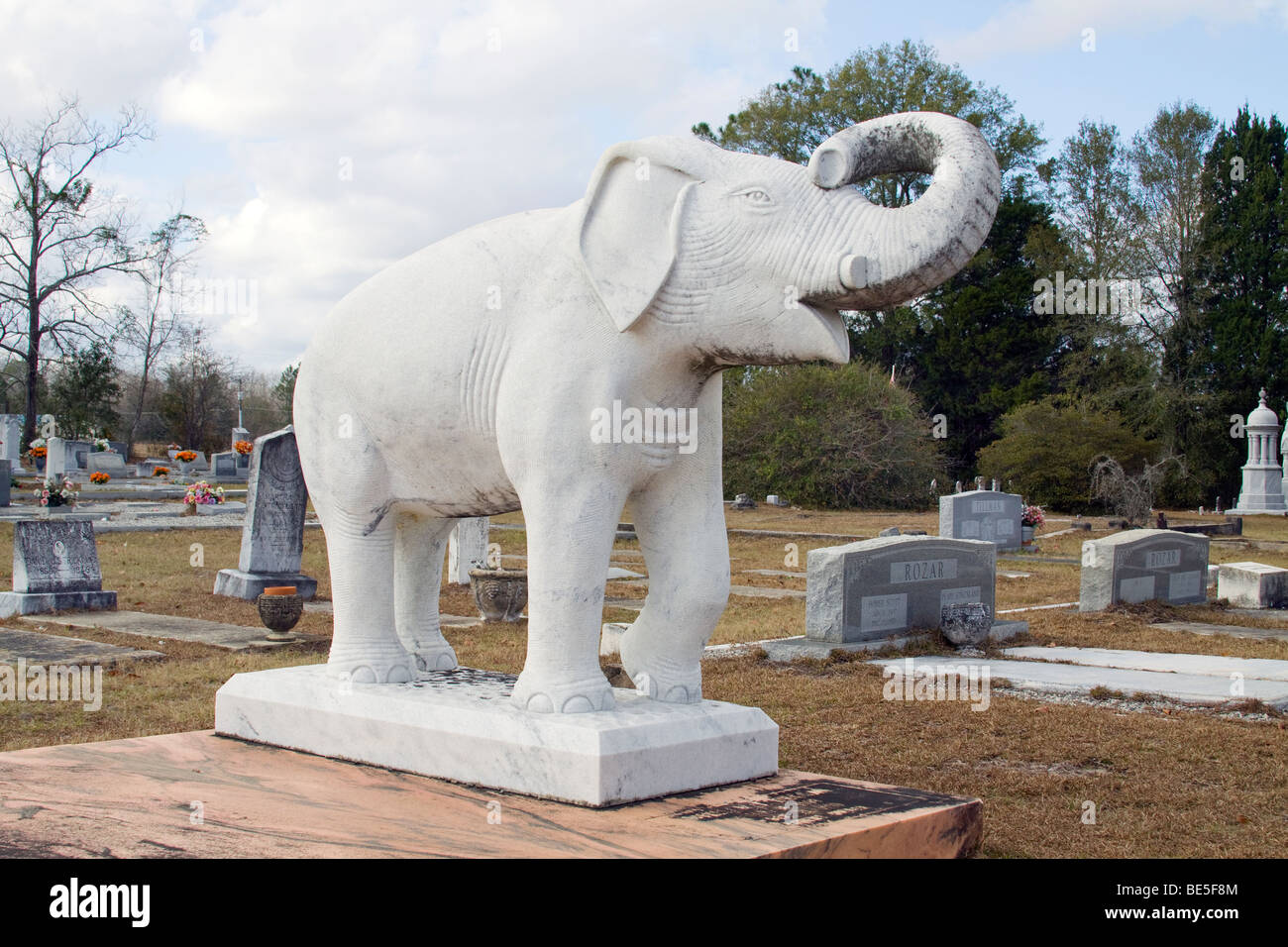 Tombstone of life size baby elephant marks the grave of circus owner ...