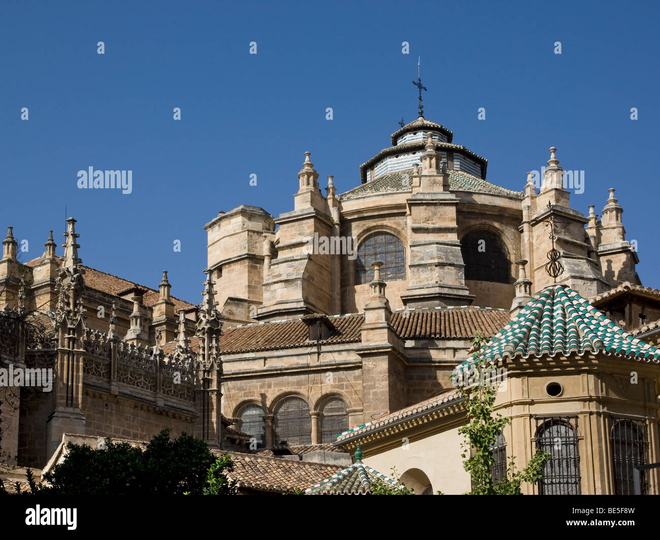 Rear view of Granada Cathedral and the Capilla Real in Granada in Spain ...