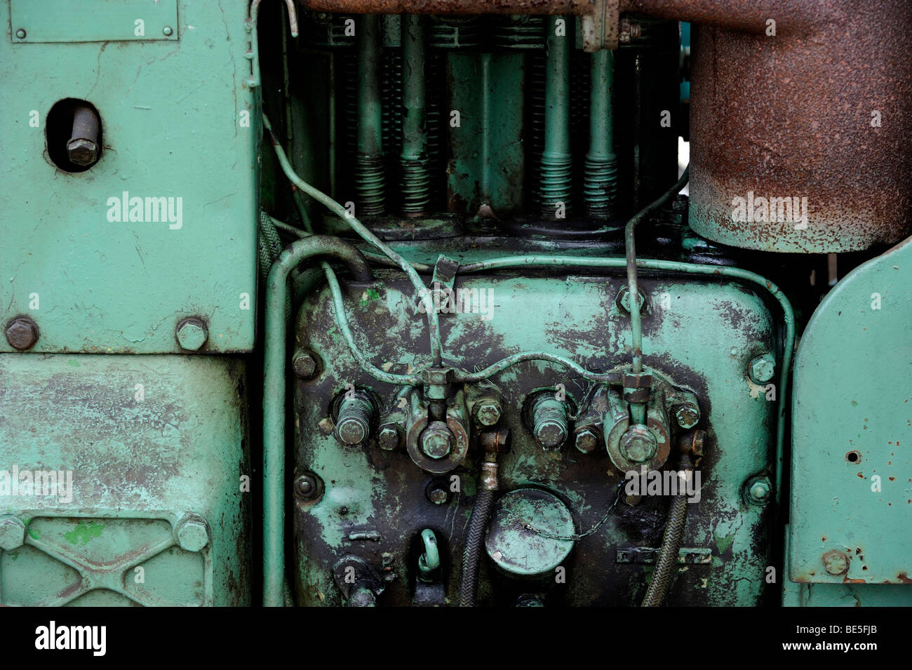 Vintage tractor engine close up Stock Photo - Alamy