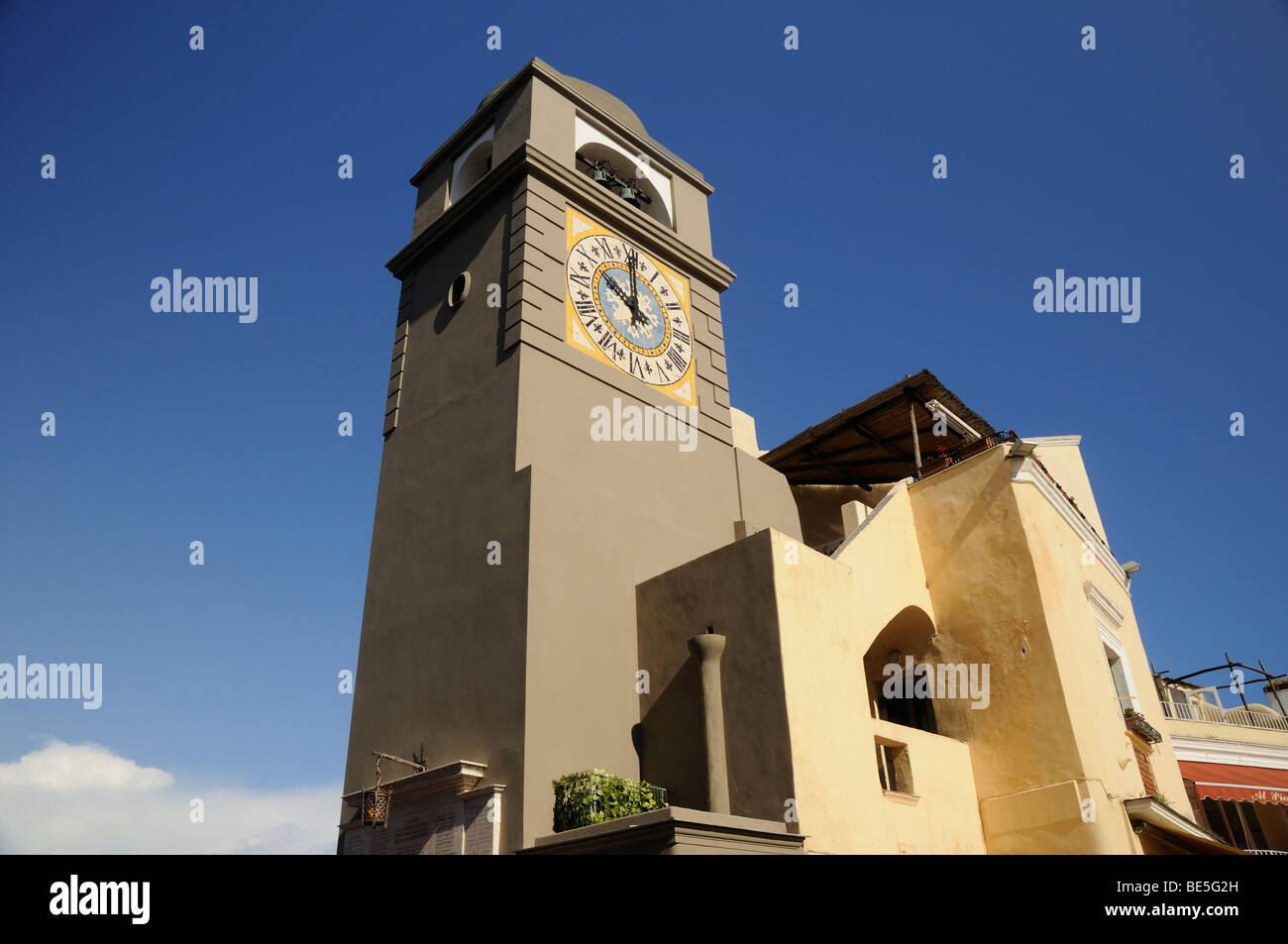The Clocktower and Piazzetta in Capri Town on the island of Capri in ...