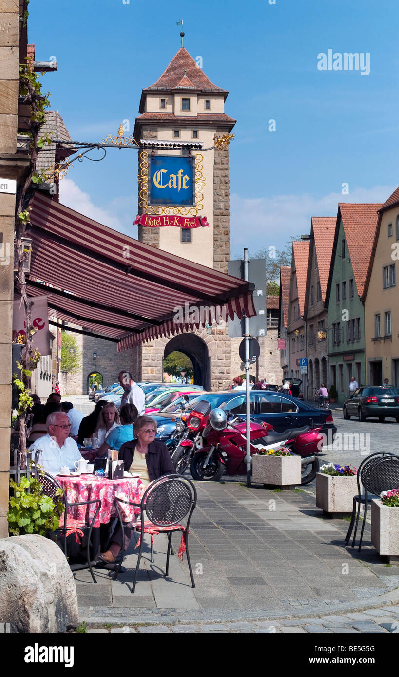 Restaurant and cafe, Rothenburg ob der Tauber, Bavaria, Germany, Europe ...