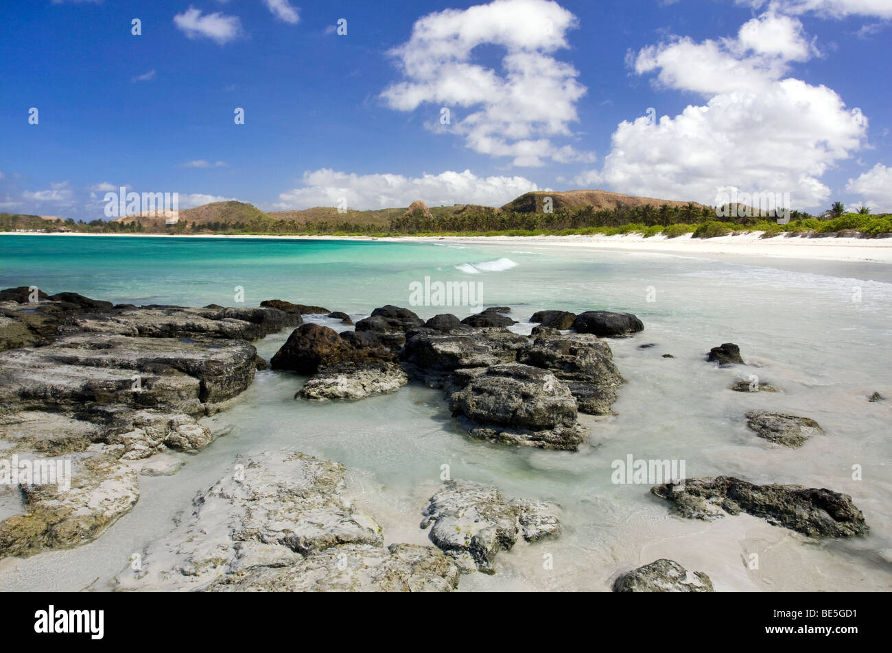 Landscape. No people. Beautiful secluded and empty beach with clear ...