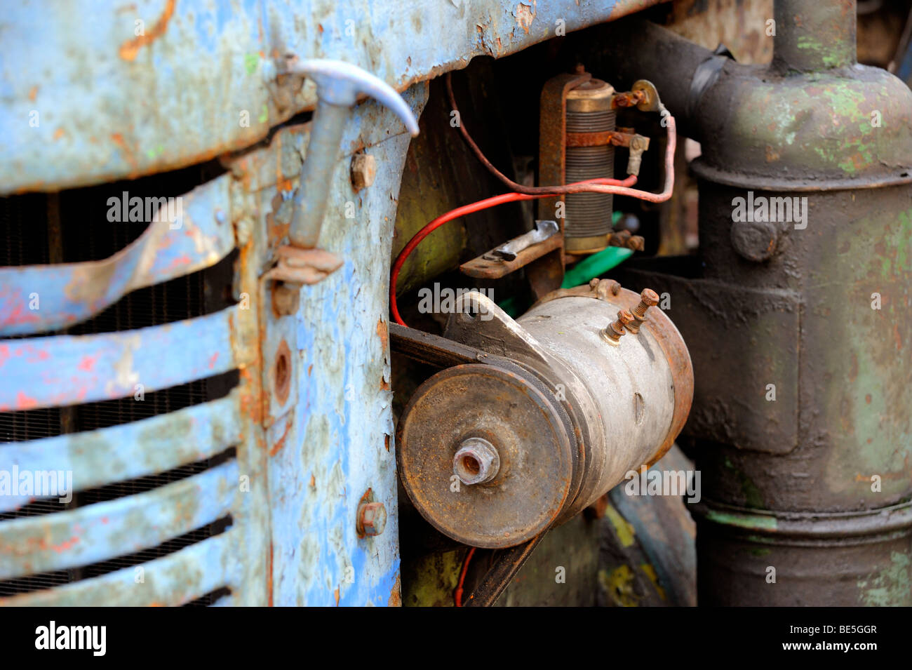 Vintage tractor engine close up Stock Photo - Alamy