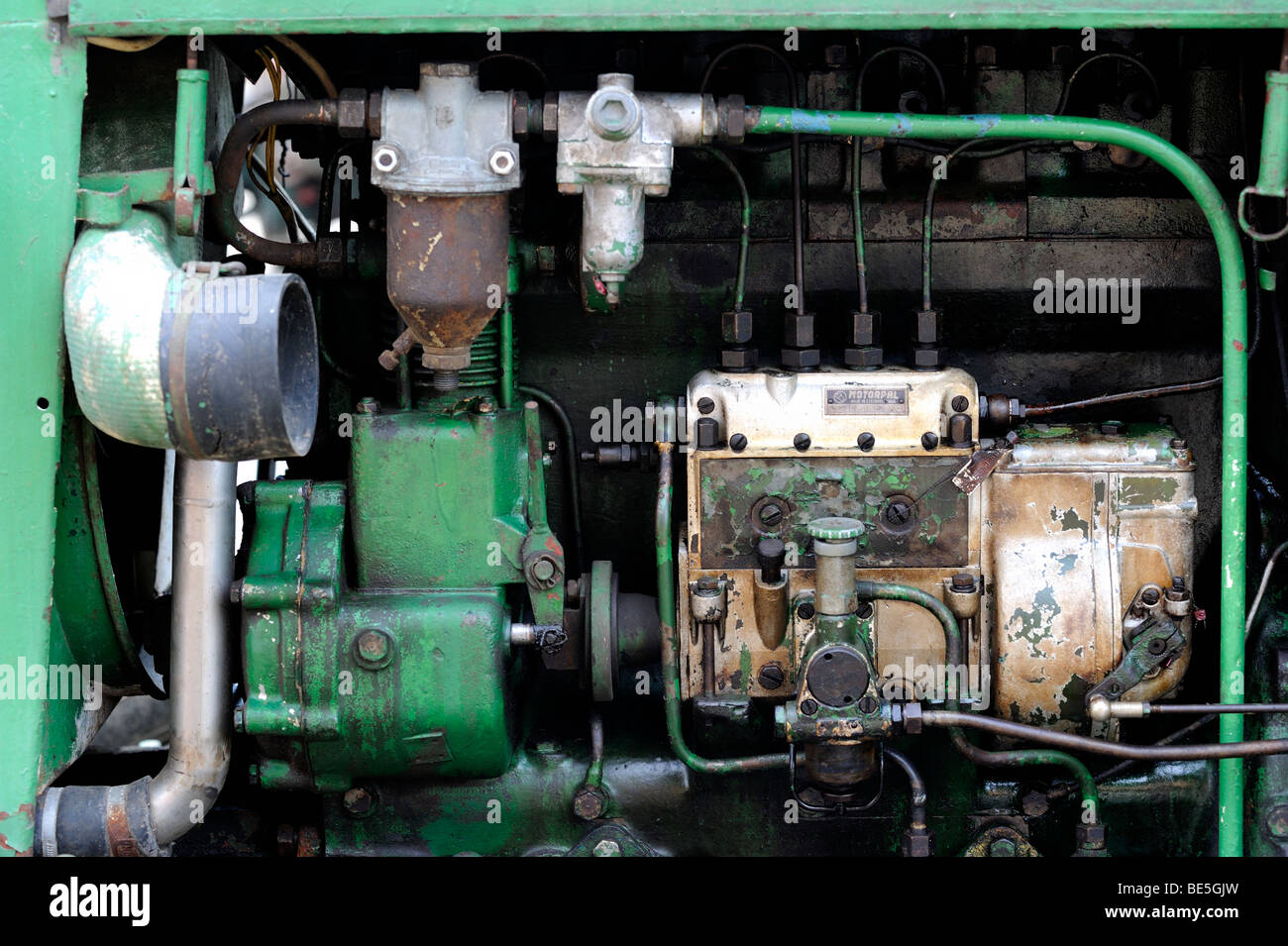Vintage tractor engine close up Stock Photo - Alamy