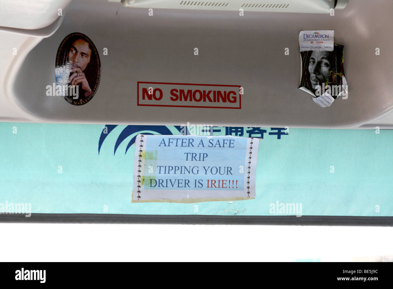 "After a safe trip tipping your driver is IRIE!!!" reads a piece of ...