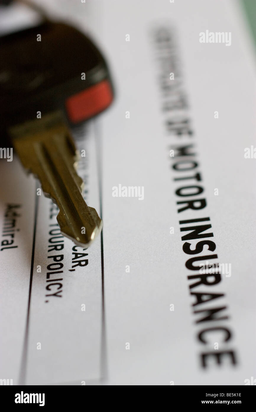 Paper Certificate of motoring insurance for UK car Stock Photo - Alamy