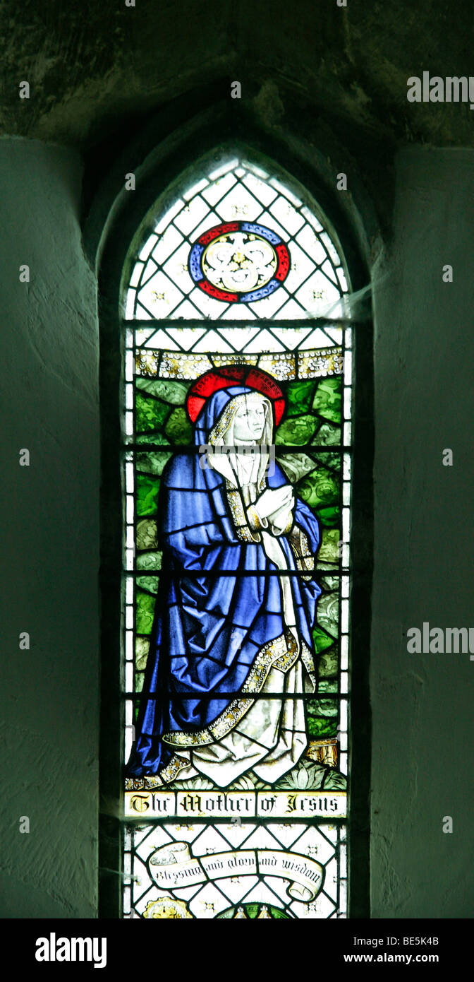 A Stained Glass Window Depicting Saint Mary, Mother of Jesus Christ ...