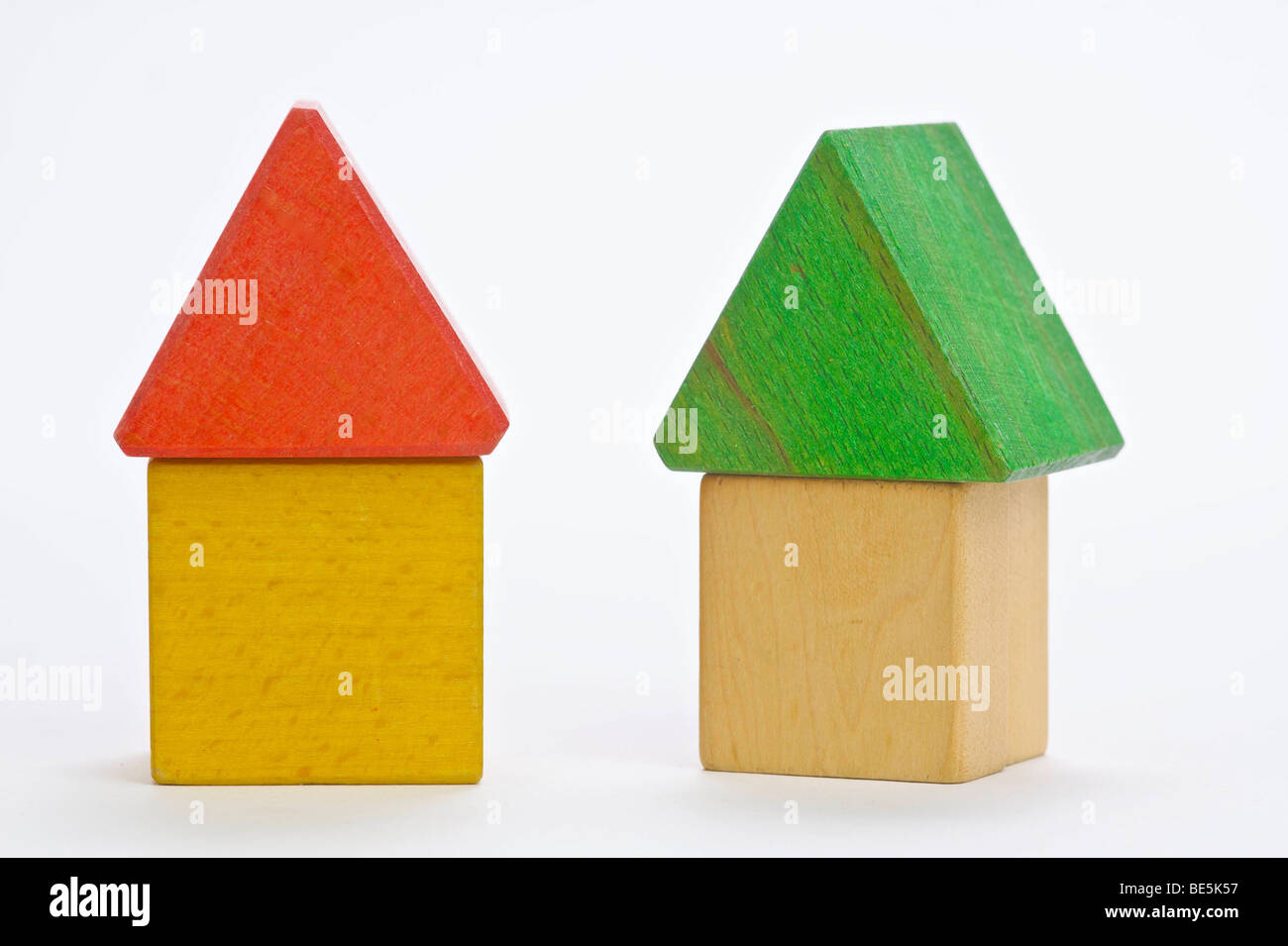 Two houses made of building blocks Stock Photo - Alamy