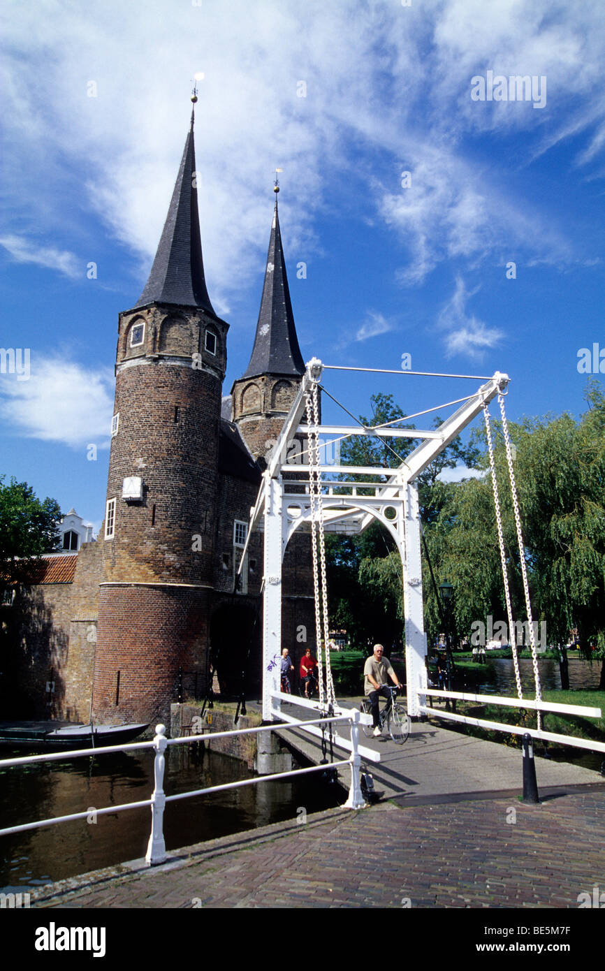 Drawbridge and Oostpoort, a medieval town gate in the east of the city ...