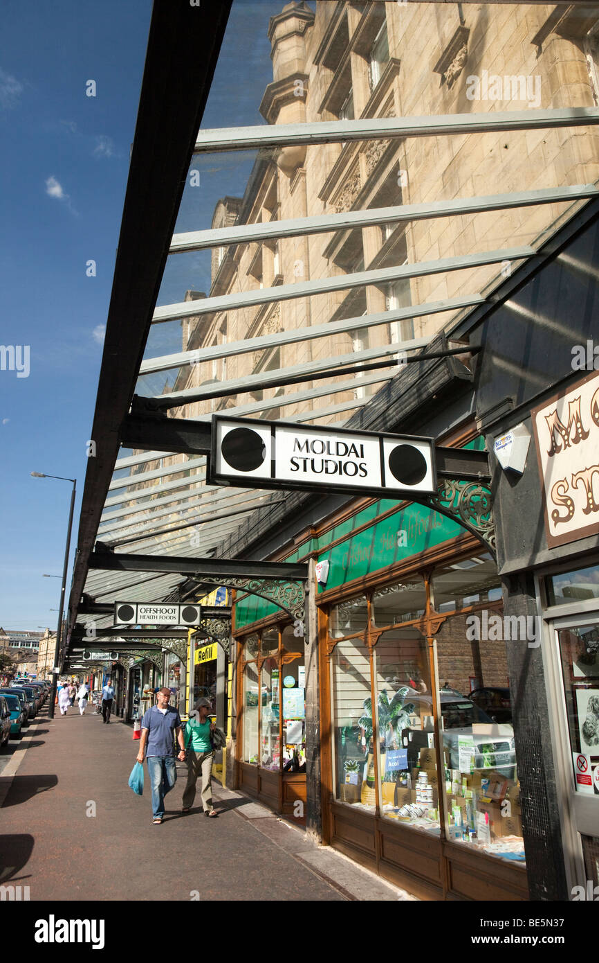 UK, England, Yorkshire, Keighley, Cavendish Street, long terrace of ...