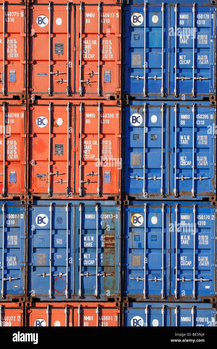 Containers, overseas containers, stacked containers, port, Hanseatic ...