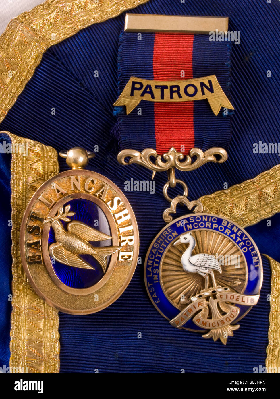 Collection of two Masonic jewels: Deacon jewel, depicting a dove (left ...